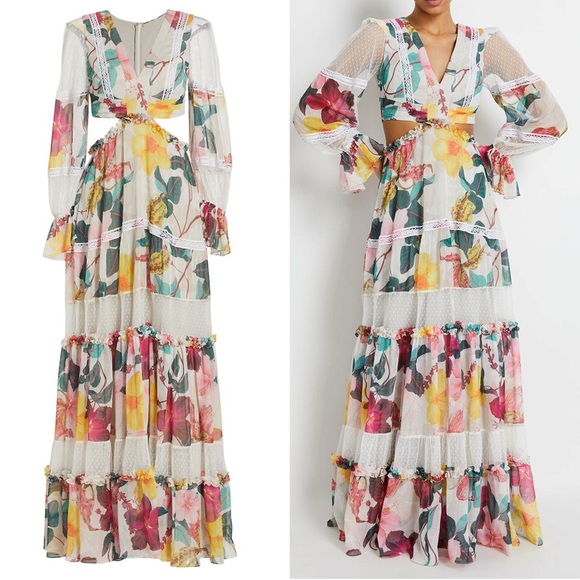 PatBO | Dresses | Patbo Hibiscus Lacetrimmed Cutout Maxi Dress | Poshmark